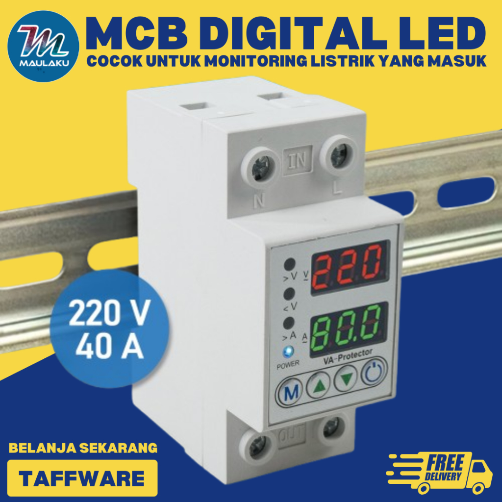 Jual MCB Listrik Digital Din Rail Over Voltage Current Protector 220V ...