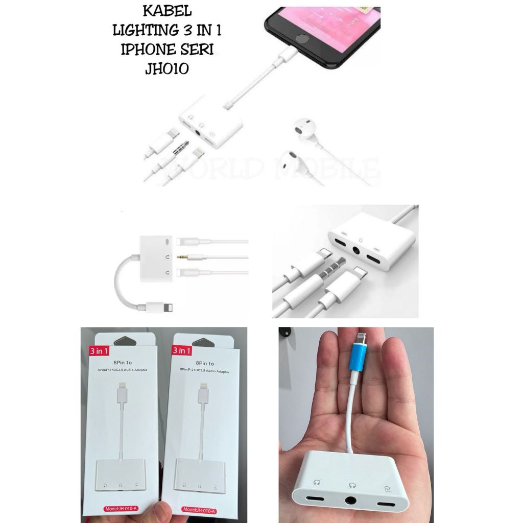 Jual adapter spliter lightning 3in1 sambungan splitter for iphon ...