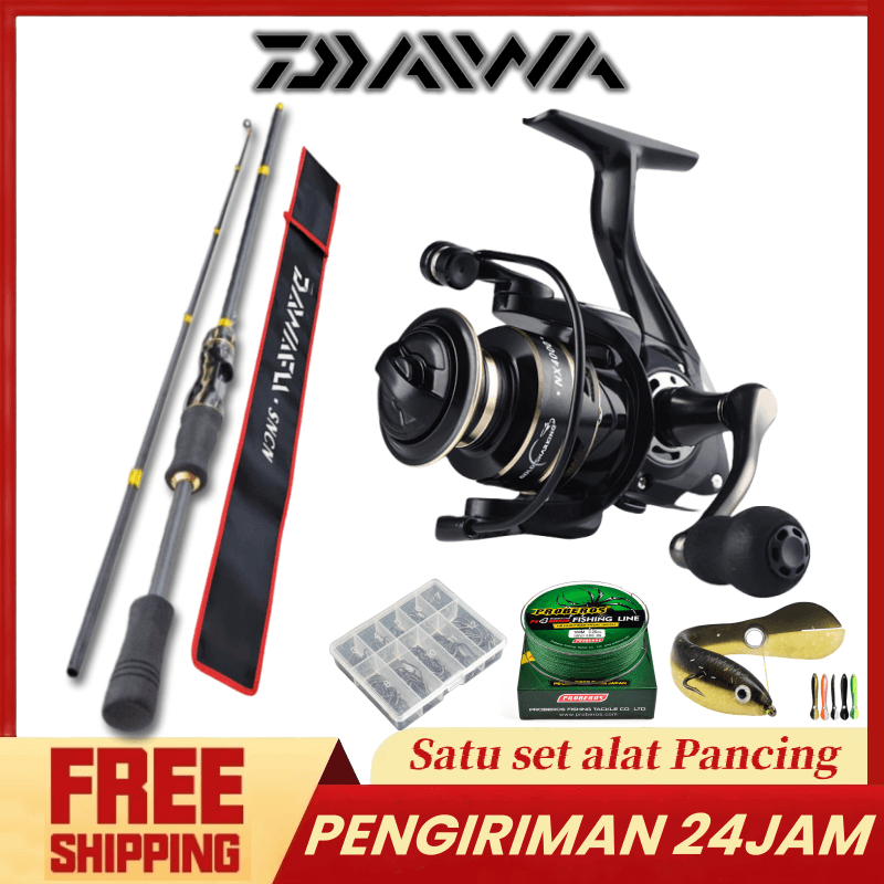 Jual Daiwa Power Handle Reel Pancing Joran Spinning Set Carbon Fiber ...