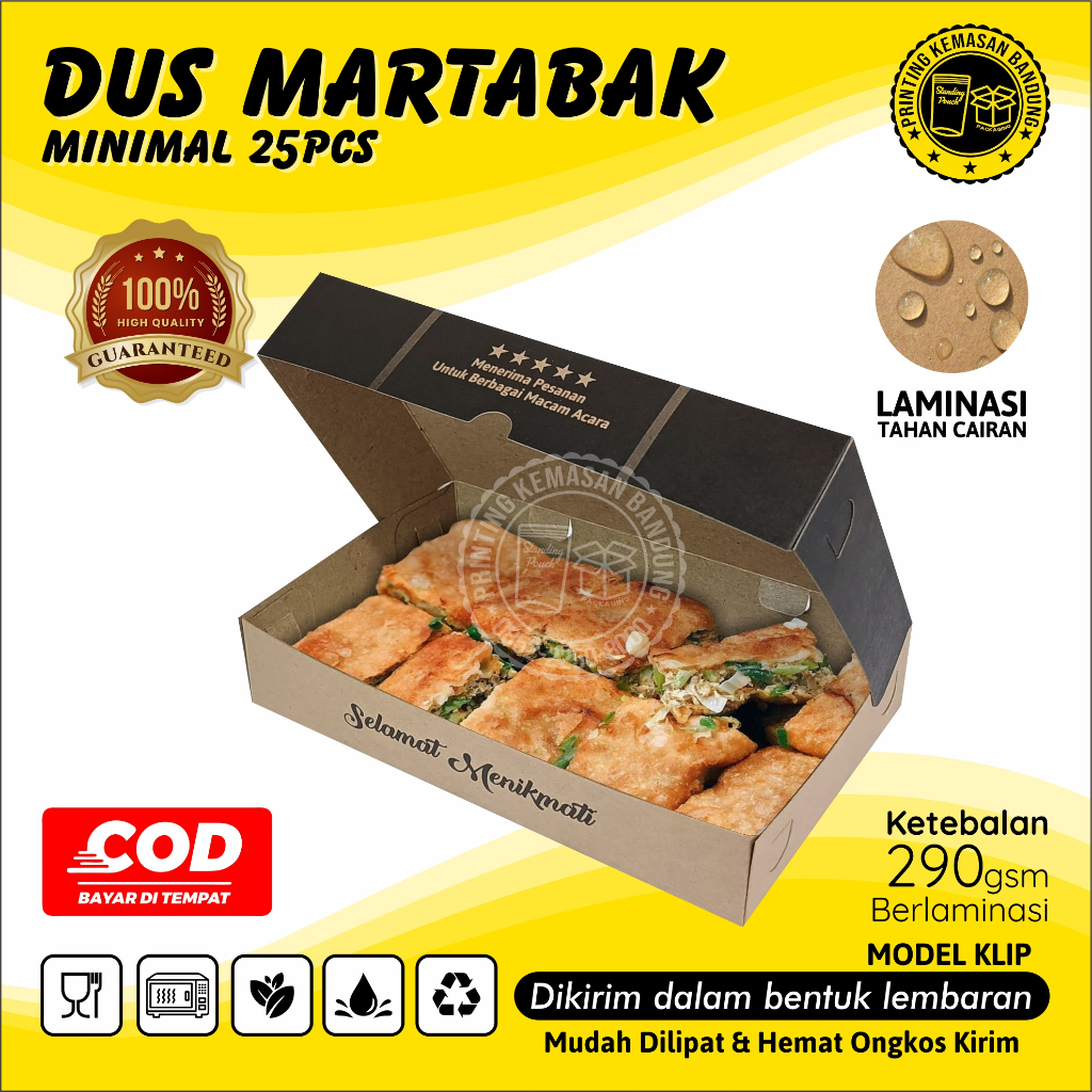 Jual Dus Box Kemasan Martabak Kotak Kue Makanan Eco Kraft 290 gsm ...