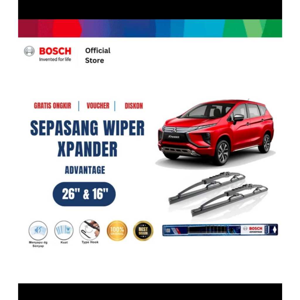 Jual WIPER MOBIL MITSUBISHI XPANDER SEPASANG BOSCH ADVANTAGE | Shopee ...