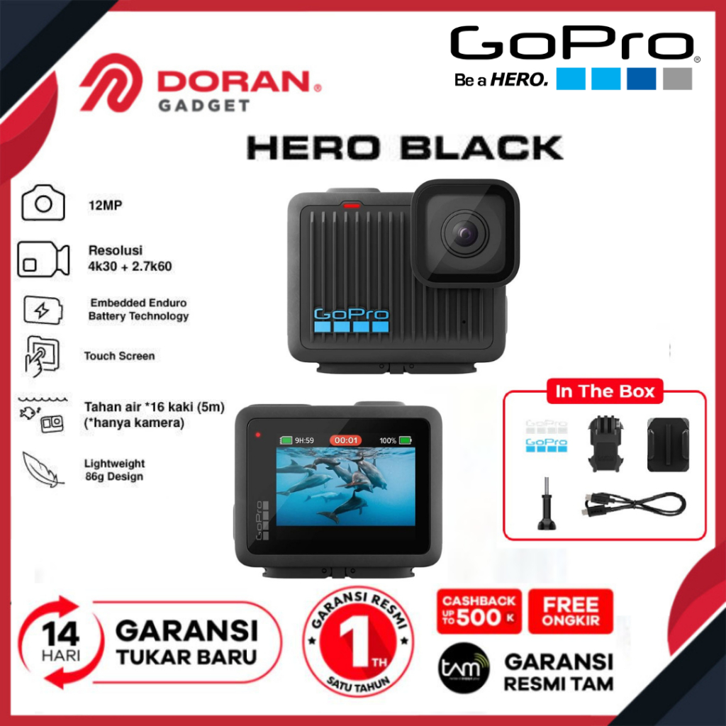 Jual GoPro New Hero Black Action Camera 4K - Garansi Resmi TAM 1 Tahun | Shopee Indonesia