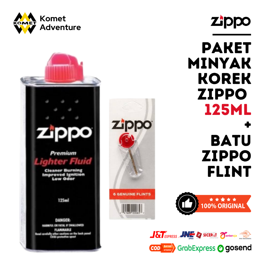Jual Minyak Korek Zippo 125ml + Batu/Zippo Flint (Original Zippo) Paket ...