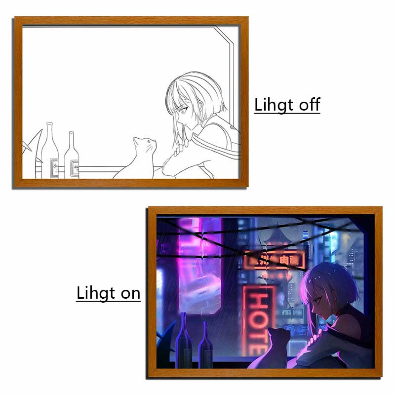 Jual Cyberpunk Edgerunners Lucy LED Light Up Painting Frame – Glowing ...