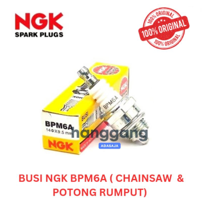 Jual Busi Gergaji Mesin Chainsaw Potong Rumput Spark Plug Genuine Parts NGK BPM6A original ...