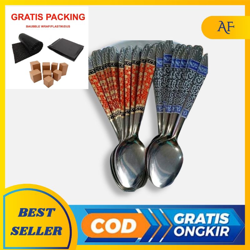 Jual Lusin sendok makan motif batik stainless sendok stainless SENDOK ...