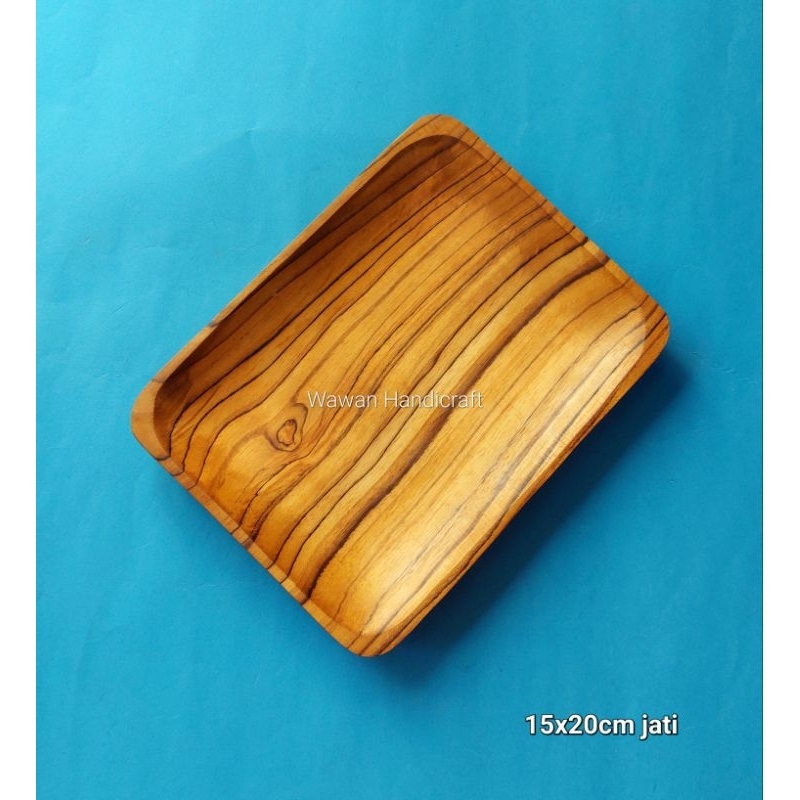 Jual piring kayu/piring saji/piring persegi kayu jati 15x20cm/woodeen ...