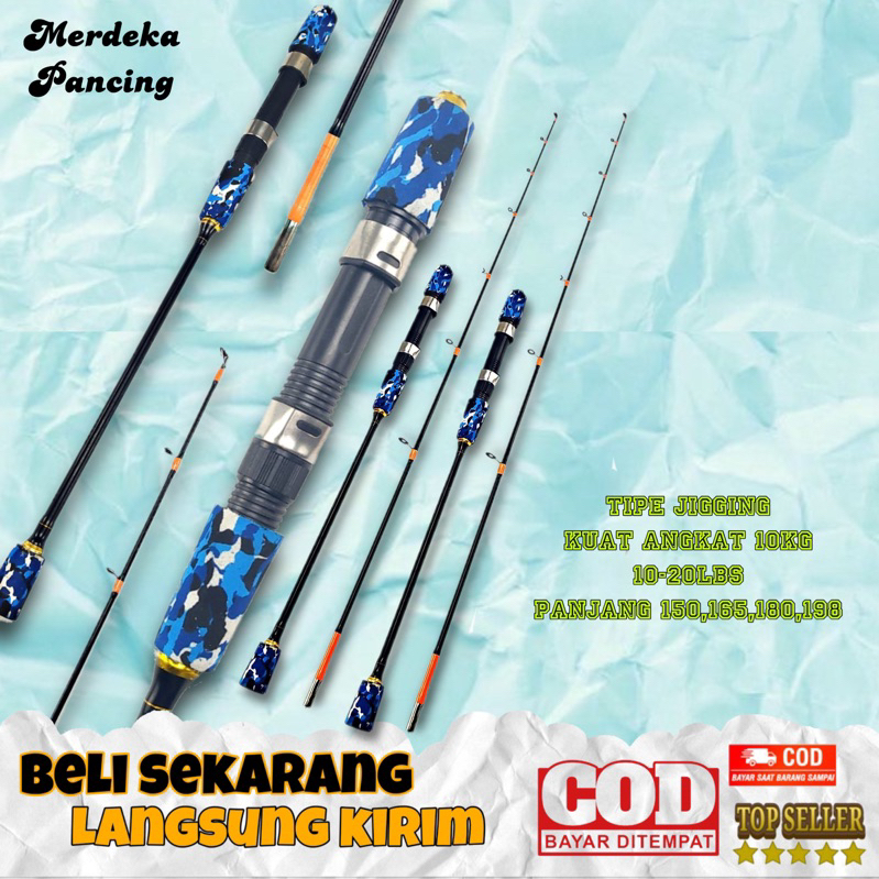 Jual joran pancing benjiro bawal jig jigging ultralight bahan fiber ...