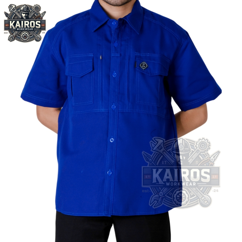 Jual KEMEJA PDL PRIA LENGAN PENDEK MODEL TACTICAL BIRU | Shopee Indonesia