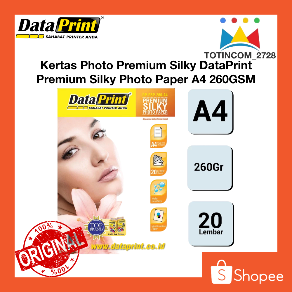 Jual DataPrint Silky 260gsm kertas foto doff dengan tekstur kulit jeruk ukuran a4 isi 20 lembar ...