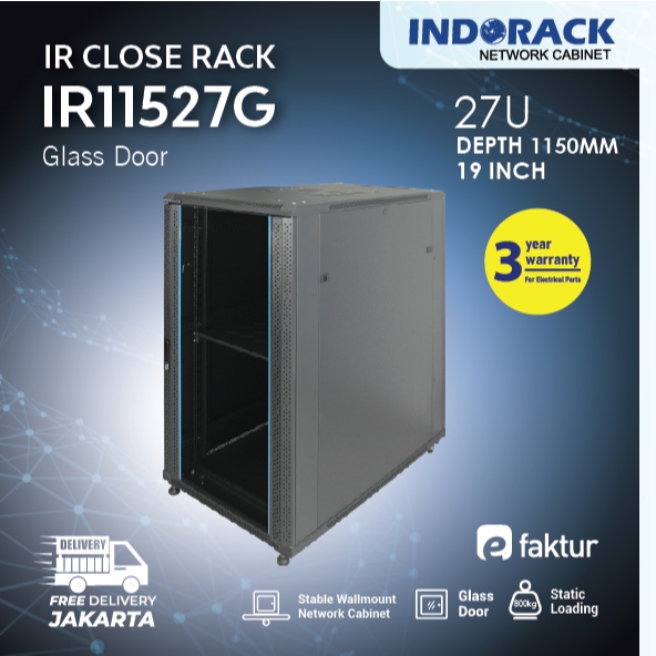 Jual Close Rack INDORACK Glass Door Rack Server 27U Depth 1150mm ...