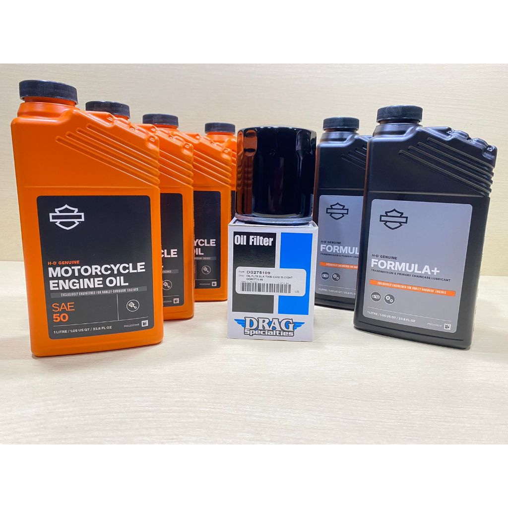 Jual PAKET OLI BIG TWIN M8 SAE 50 GENUINE PLUS FILTER OLI DS HITAM ...
