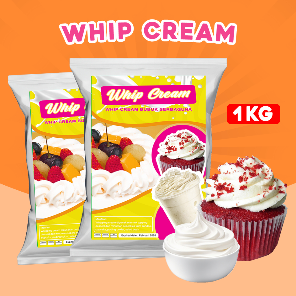 Jual WHIP CREAM TOPPING PREMIUM 1KG / BUBUK WHIP CREAM 1KG / WHIPPED ...