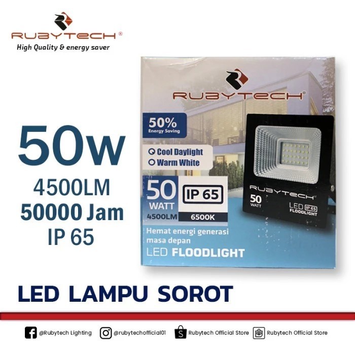 Jual LAMPU SOROT RUBYTECH 50 WATT GARANSI 1 TAHUN/ LAMPU SOROT OUDOOR | Shopee Indonesia