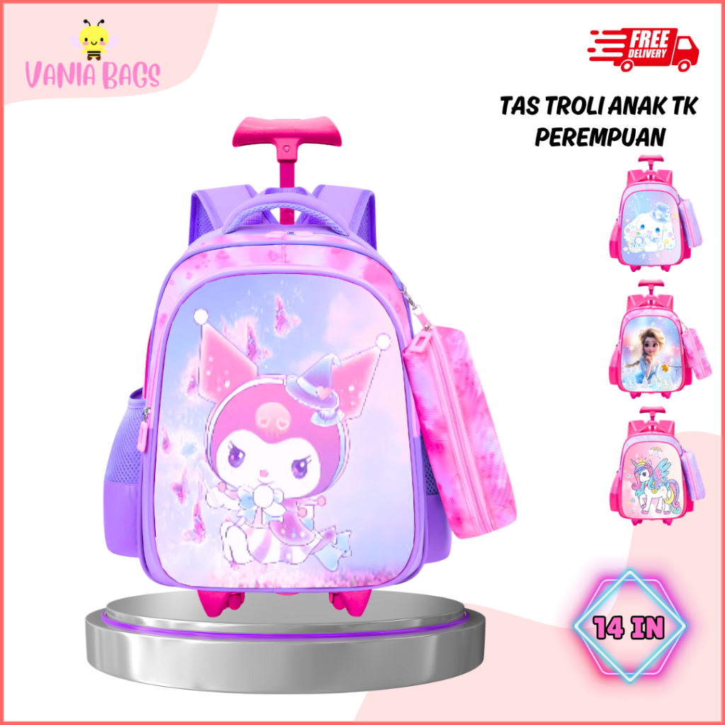 Jual tas troli koper anak perempuan kuromi sekolah tk gambar timbul 6d anti air | Shopee Indonesia