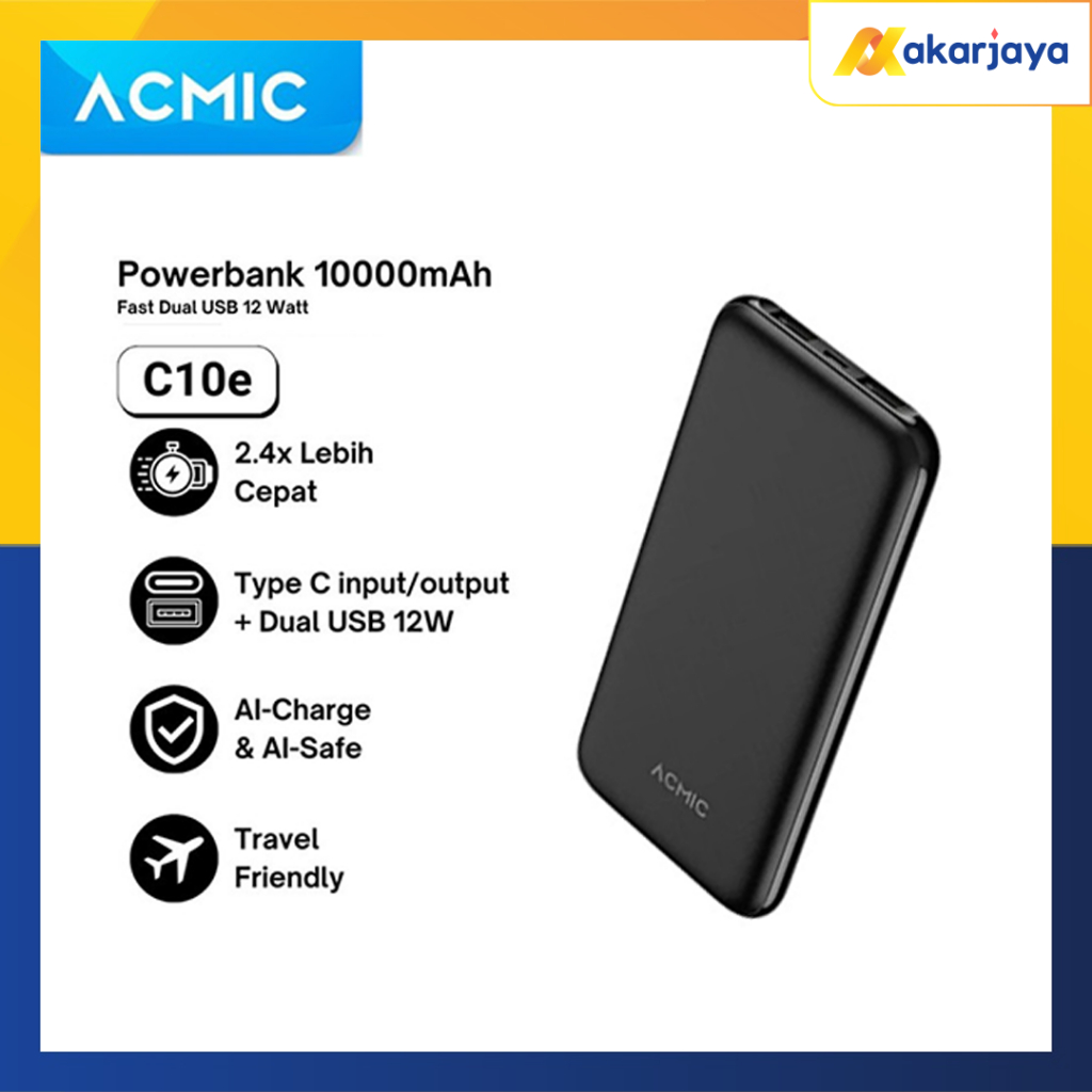Jual Acmic C10E Powerbank 10000mAh Fast Charging AI Technology Type C Output | Shopee Indonesia