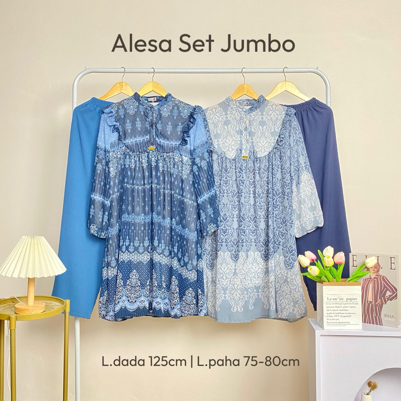 Jual Eshantai Big Size Selly One Set LD 120 125 Tunik | Setelan Celana ...