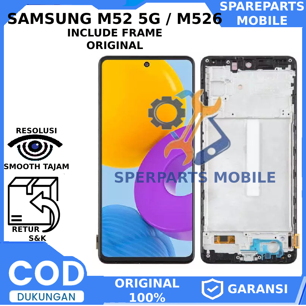 Jual LCD TOUCHSCREEN SAMSUNG M52 5G / M526 INCLUDE FRAME ORIGINAL ...