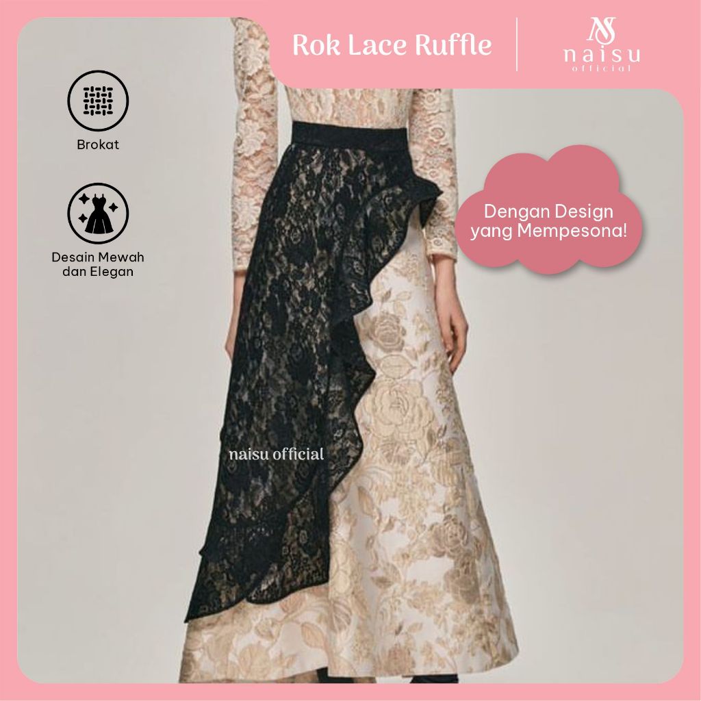 Jual Rok Wanita Lace Skirt Ruffle Bahan Brukat Layered Custom Warna dan ...