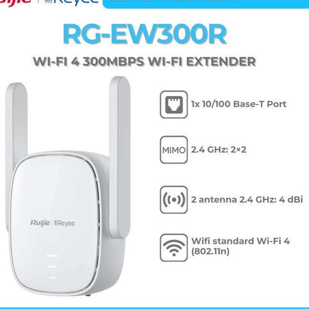Jual Ruijie Reyee RG-EW300R WiFi 4 300 Mbps Wifi Extender | Shopee ...