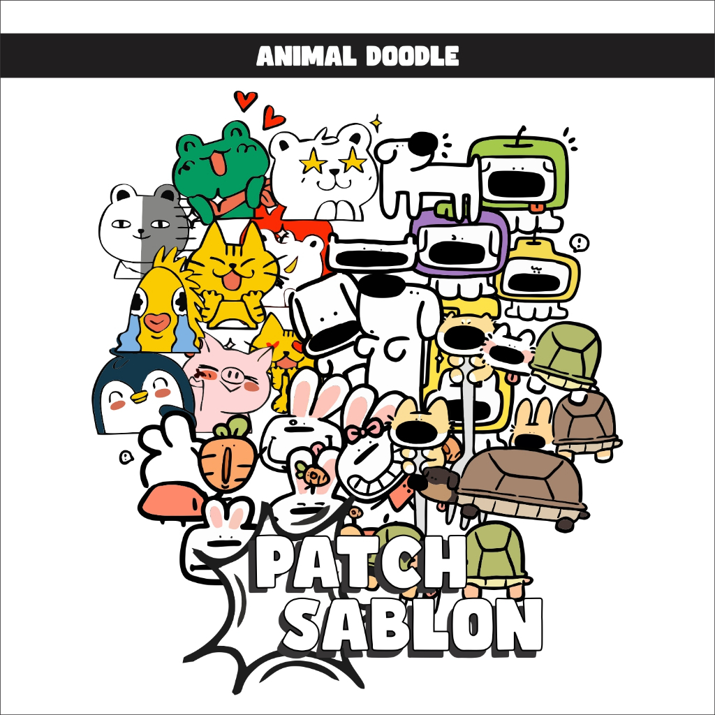 Jual GANTIBADJOE Sablon Patch DTF Ready to Press - Animal Doodle ...