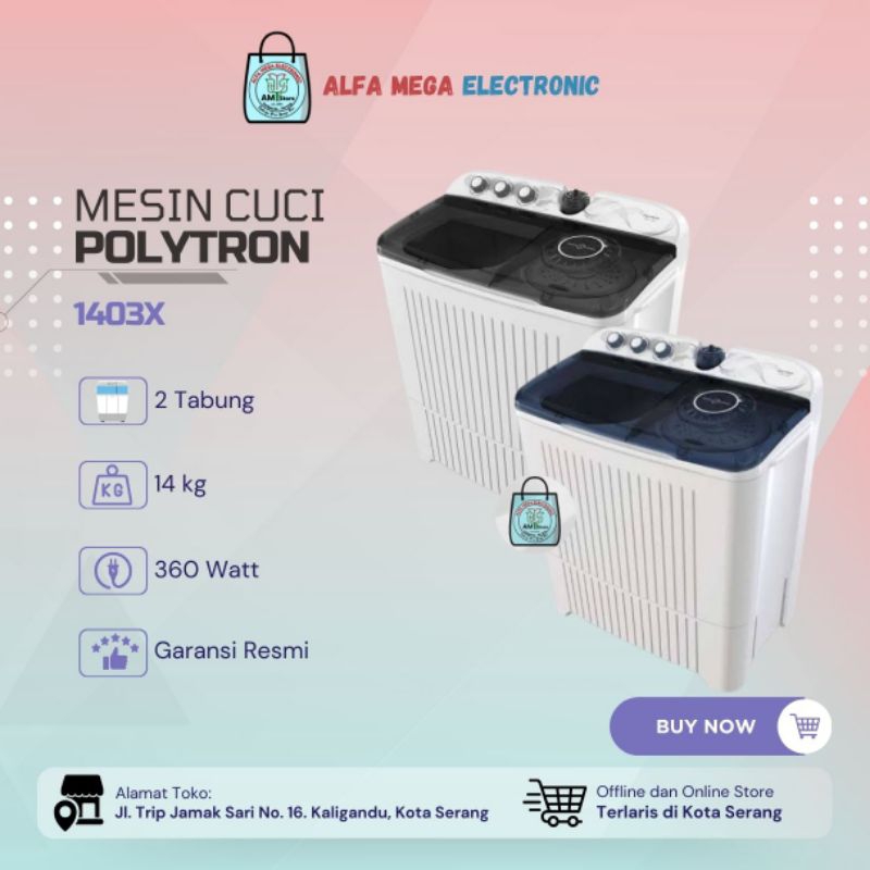 Jual Mesin Cuci 2 Tabung Polytron 1403X | Shopee Indonesia