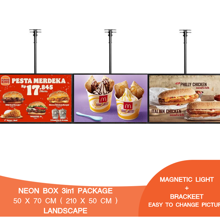 Jual NEON BOX SLIM LED LIGHT BOX Menu Paket 3in1 50x70cm ( 210x50cm ...