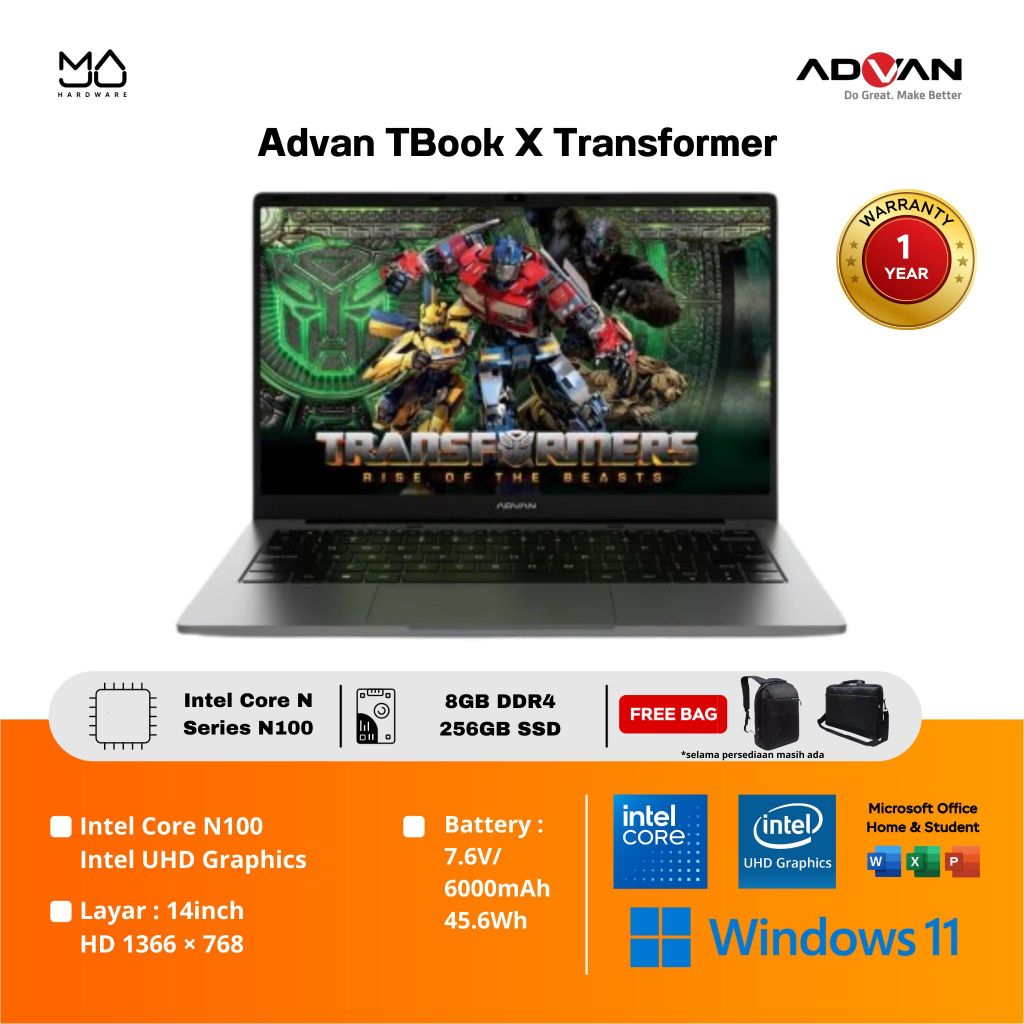 Jual Laptop Advan TBOOK X TRANSFORMER 14 inch Intel N100 4GB / 128GB ...