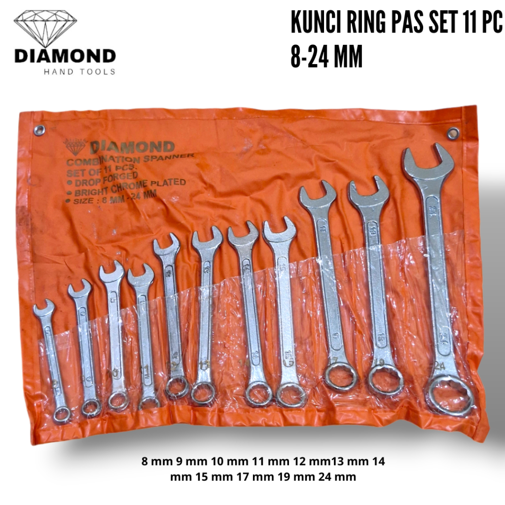 Jual Diamond Kunci Ring Pass Set 11 Pc 8-24 Mm / Combination Wrench 11 ...