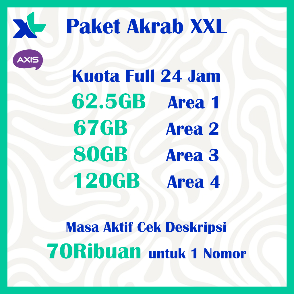Jual Sharing Kuota Paket Akrab XL 62.5GB Hingga 120GB Full 24 Jam ...