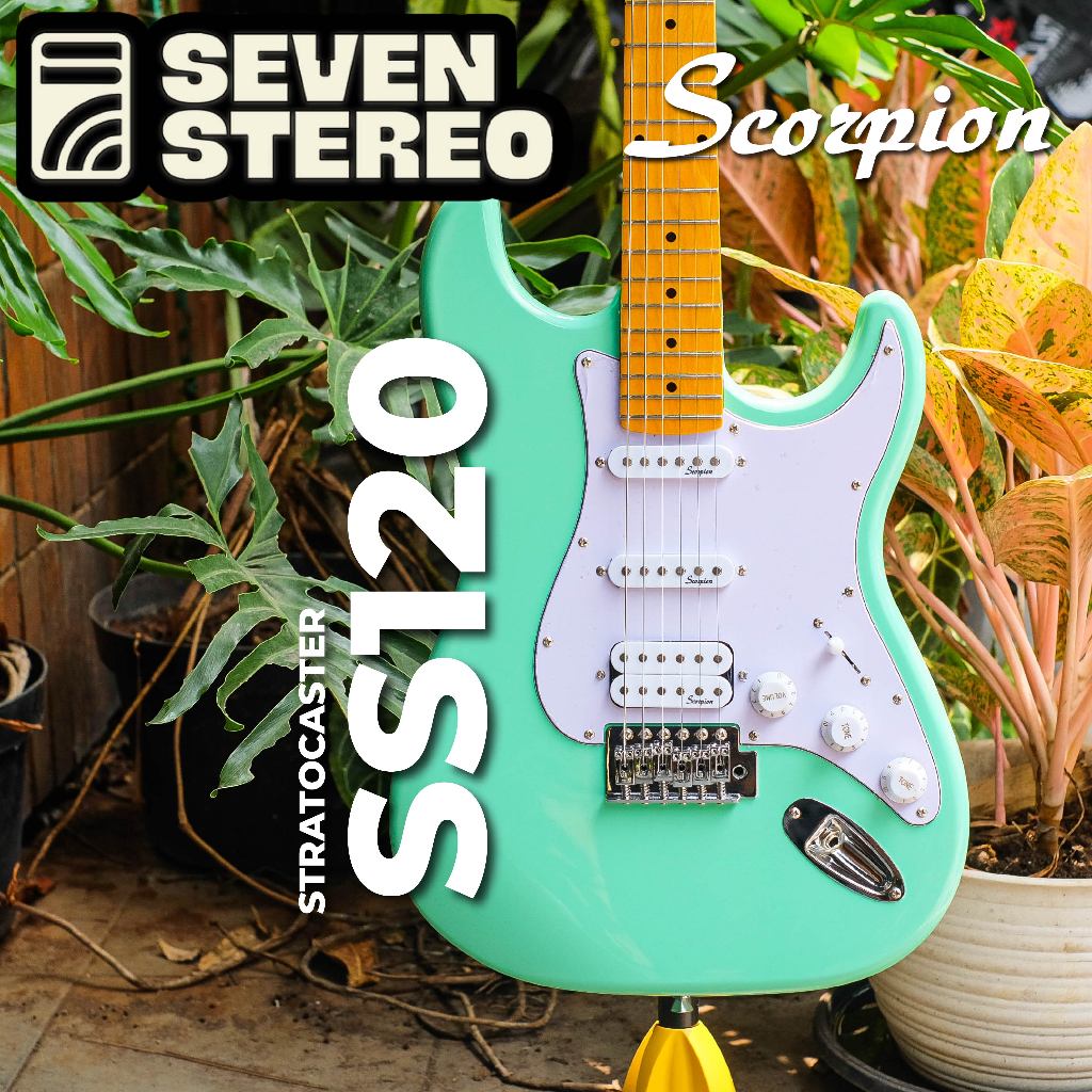 Jual Scorpion SS120 HSS Stratocaster Electric Guitar Surf Green SG ...