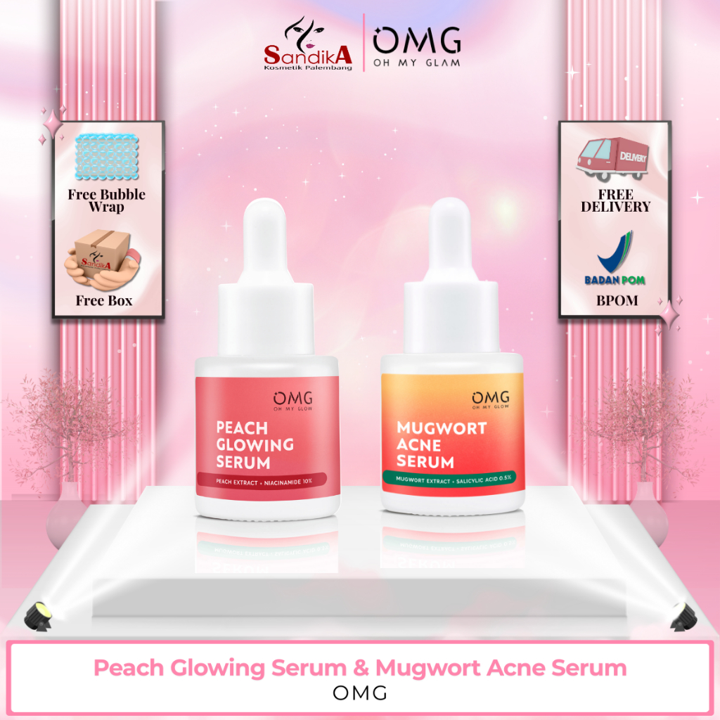 Jual OMG Oh My Glow Peach Glowing Serum & Mugwort Acne Serum 20ml ...
