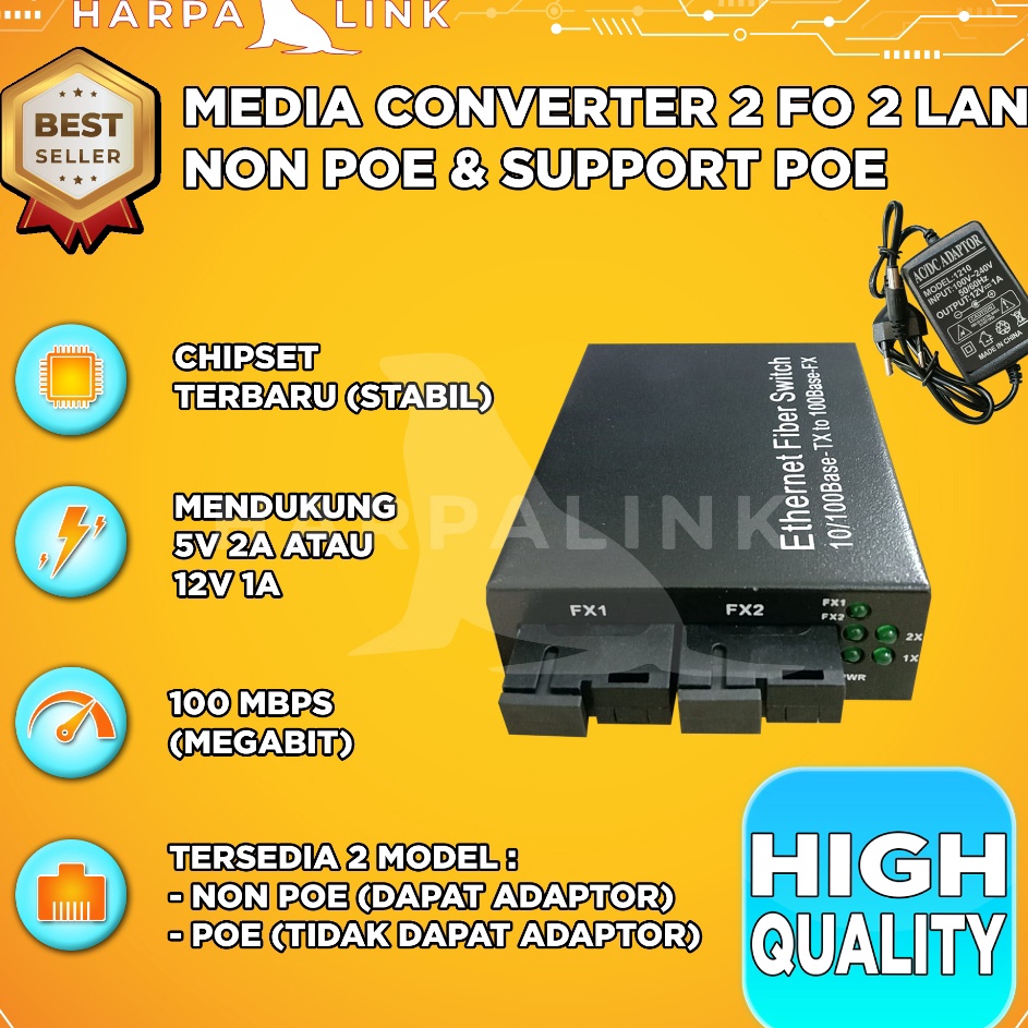 Jual Murah Media Converter 2 FO 2 LAN 2 SC 2 RJ45 11 Mbps Full Body Casing Switch Fiber Optic ...