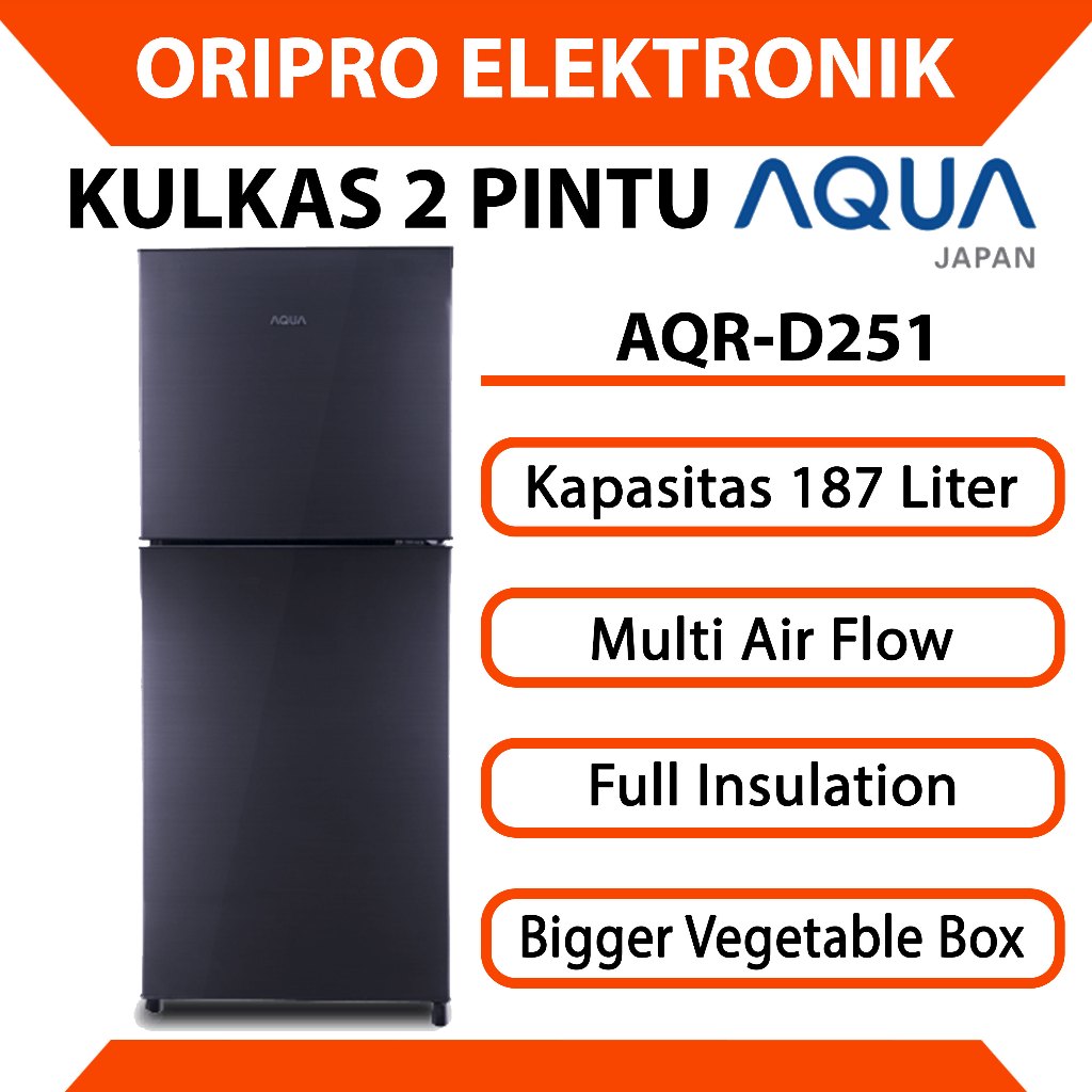 Jual Kulkas 2 Pintu AQUA 187 Liter AQR-D251 | Shopee Indonesia