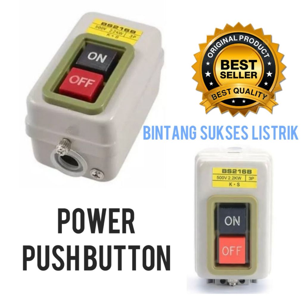 Jual PREMIUM Control Power Push Button ON OFF BS216B-15A/2.2kw Pus ...