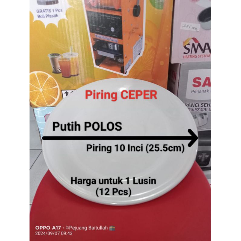 Jual piring makanan keramik piring prasmanan CEPER putih POLOS ukuran ...