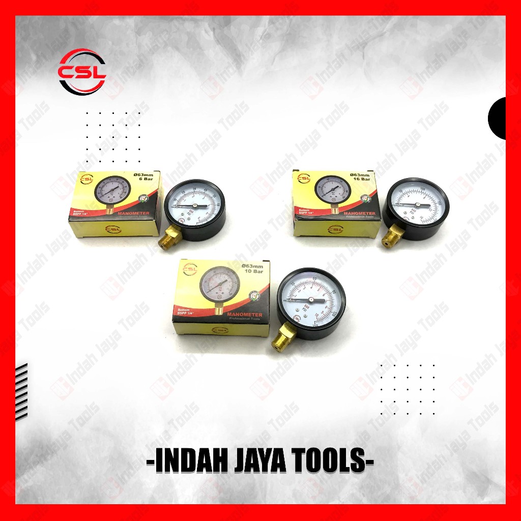Jual CSL Manometer 6 10 16 25 Bar - Pressure Gauge Pengukur Ukur Ukuran ...