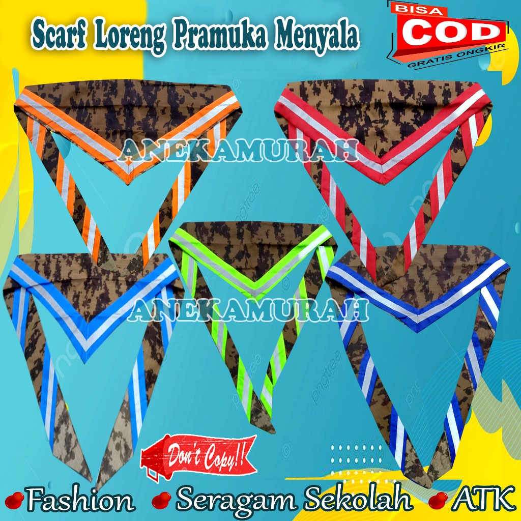 Jual Scraf Loreng Pramuka Menyala Syal Pramuka Menyala | Shopee Indonesia