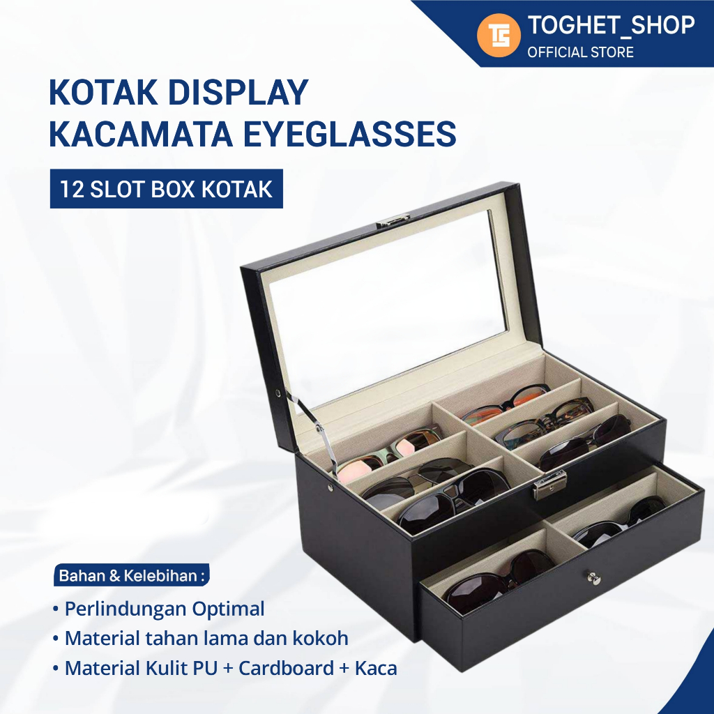 Jual Kotak Display Kacamata Eyeglasses Sunglasses Box 12 Slot Kotak ...
