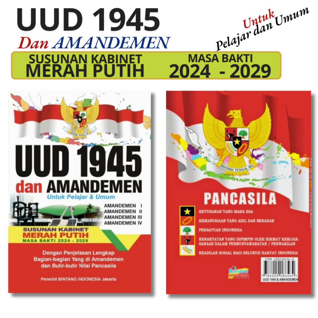 Jual UUD 1945 DAN AMANDEMEN DISERTAI DENGAN SUSUNAN KABINET MERAH PUTIH MASA BAKTI 2024-2029 ...