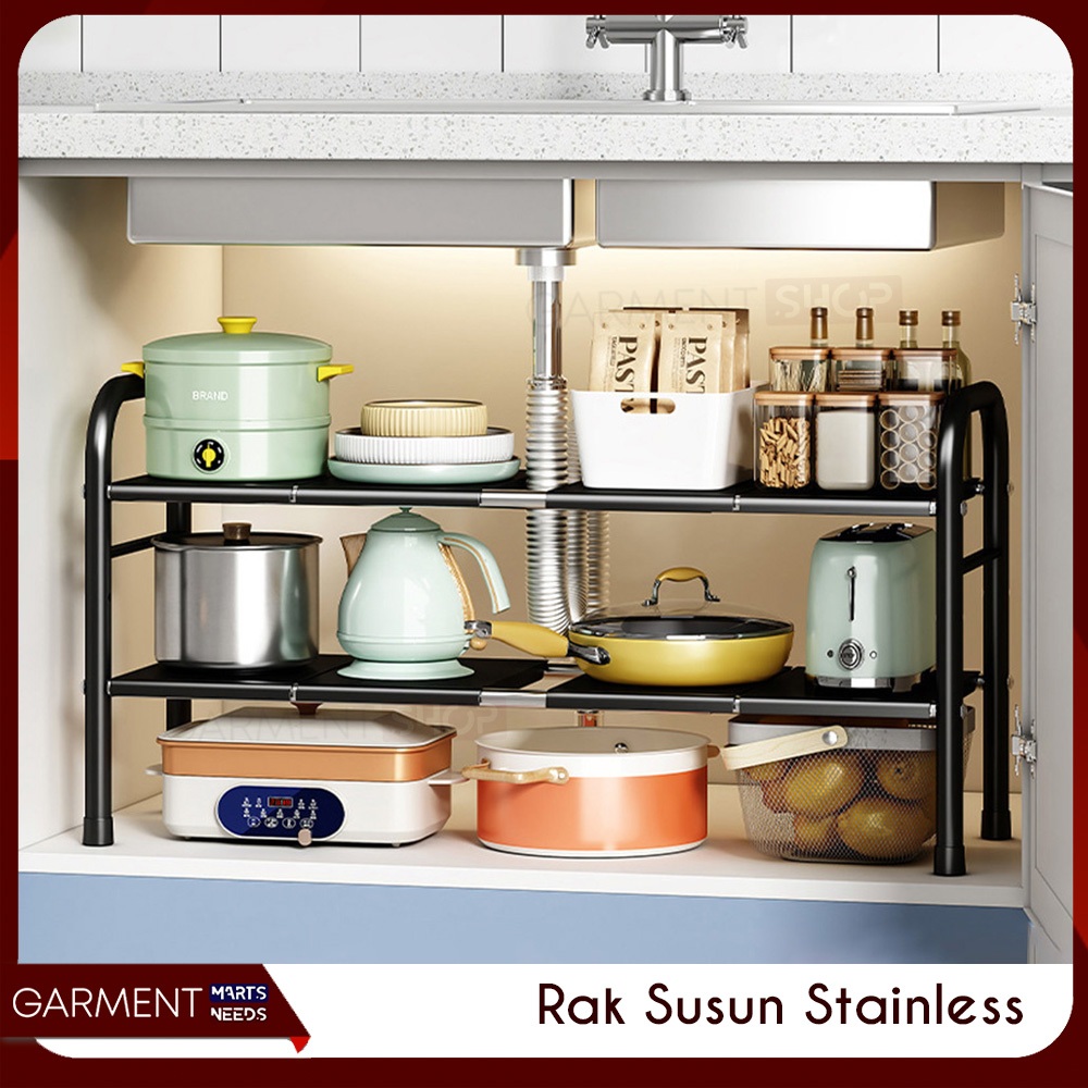 Jual Rak Bawah Wastafel Dapur Kamar Mandi 1 2 Susun Tempat Penyimpan ...