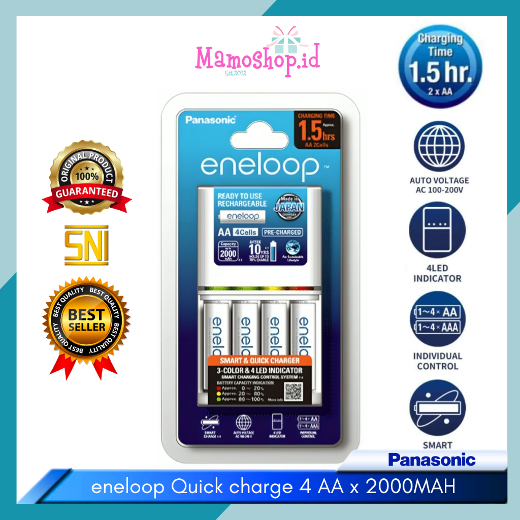 Jual Charger Battery Panasonic Eneloop Basic 10 Jam free 2/4 Baterai ...