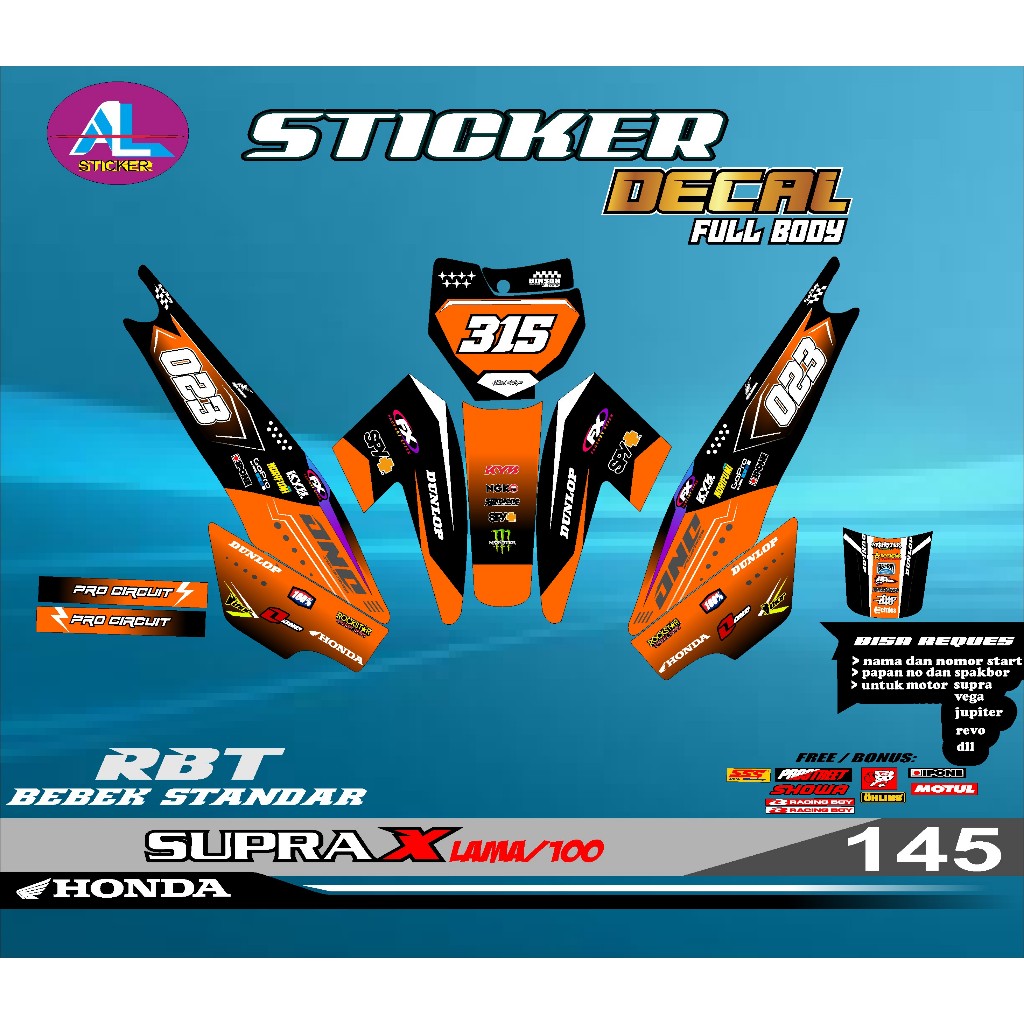 Jual Sticker RBT DECAL SUPRA X LAMA / 100 FULL BODY MOTOR RBT BEBEK MODIF SUPERMOTO YZ CRF KLX ...