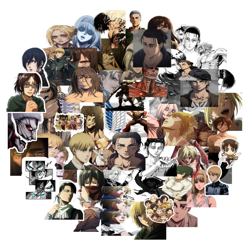 Jual AOT Attack On Titan Sticker Packs 60+ Pcs Anti Air Bahan Vinyl ...