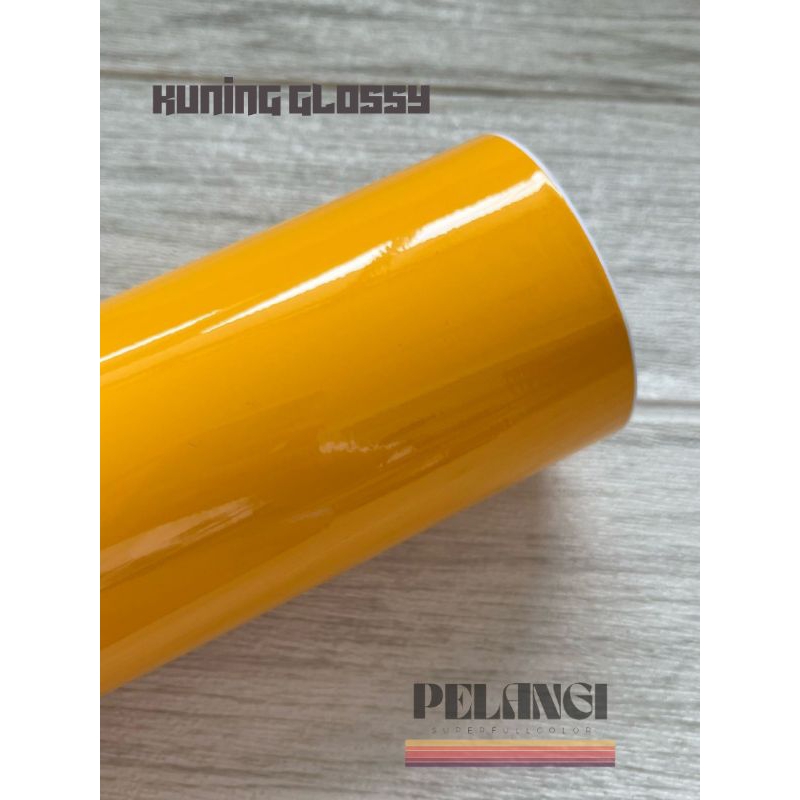 Jual sticker skotlet kuning glossy meteran | Shopee Indonesia