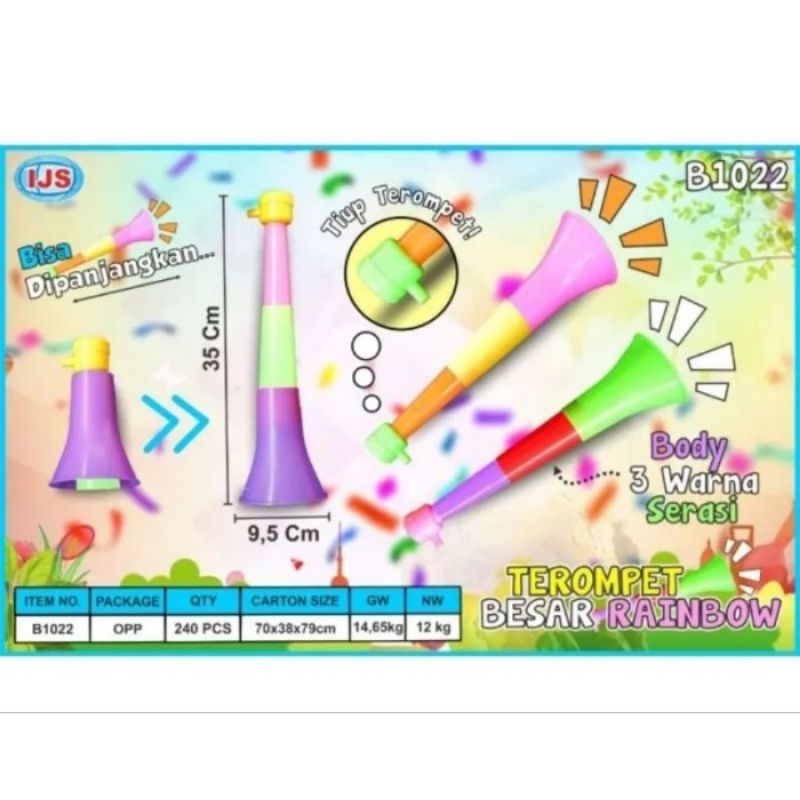 Jual Mainan Anak Teromper Lipat/Terompet Pelangi ada tiga variasi ...