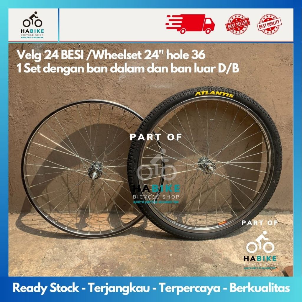 Jual Velg Besi Jadi 1 Set Sepeda Ukuran 24" Fullset Ban luar dalam ...