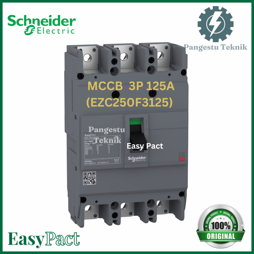 Jual MCCB EASYPACT 3P 125A / EZC250F3125 / 3 Phase 125A / BREAKER SCHNEIDER (100% ORI) | Shopee ...