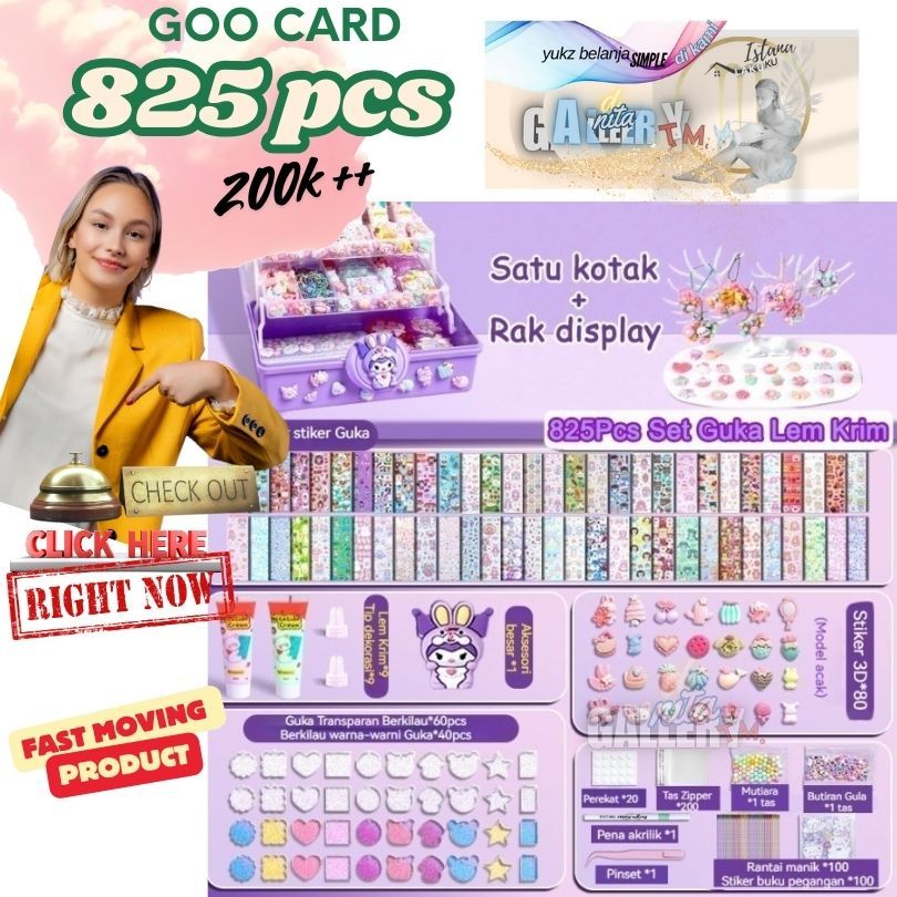 Jual DIY Layer Box Guka Goo Card Set 1400pcs Cute Cartoon Sticker ...
