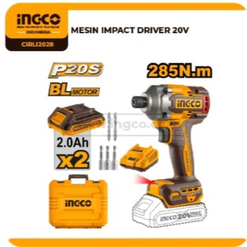Jual Impact Driver Cordless 20 Volt Ingco CIRLI2028 | Shopee Indonesia